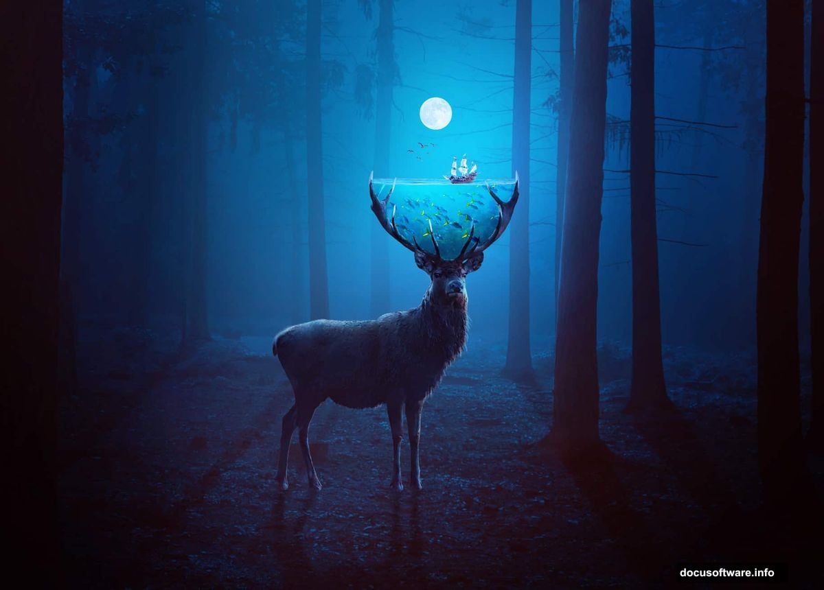 Photoshop Deer Manipulation: Underwater Horns Tutorial